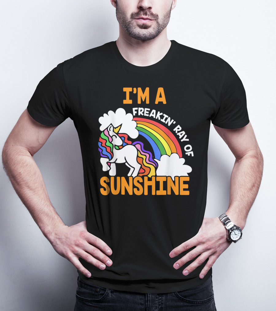 I'm A Freakin' Ray Of Sunshine Funny Rainbow Unicorn Vintage 1970's HY T-Shirt
