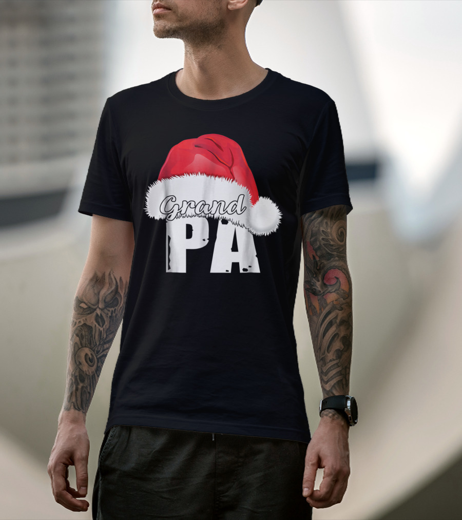 Grandpa Christmas Santa Hat Family Matching T-Shirt