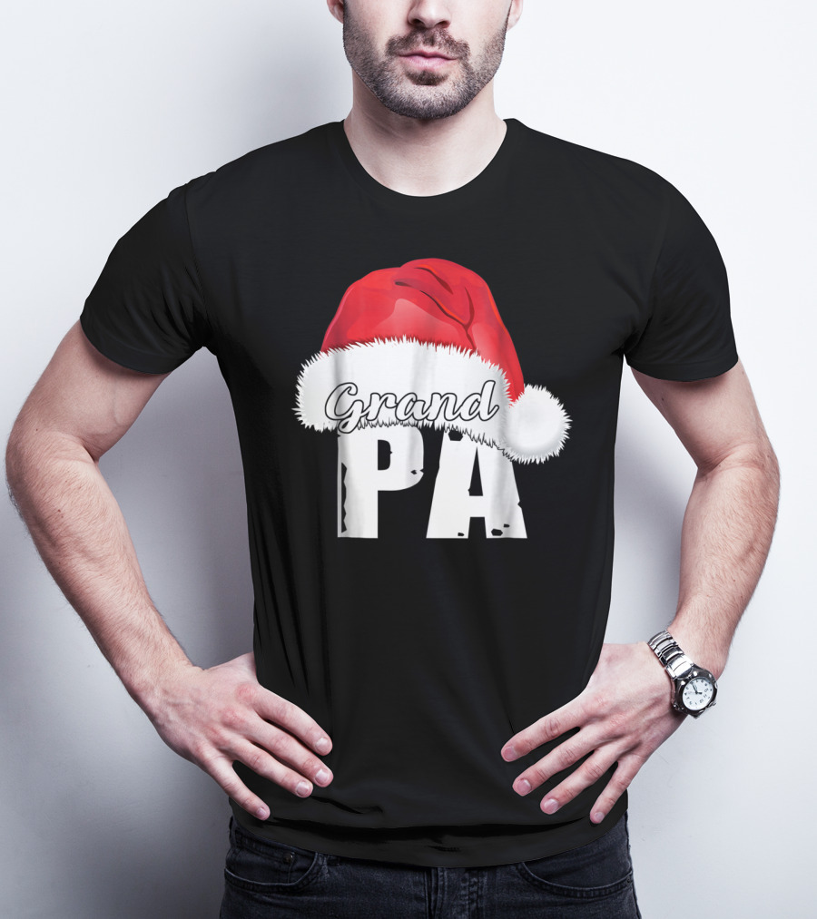 Grandpa Christmas Santa Hat Family Matching T-Shirt