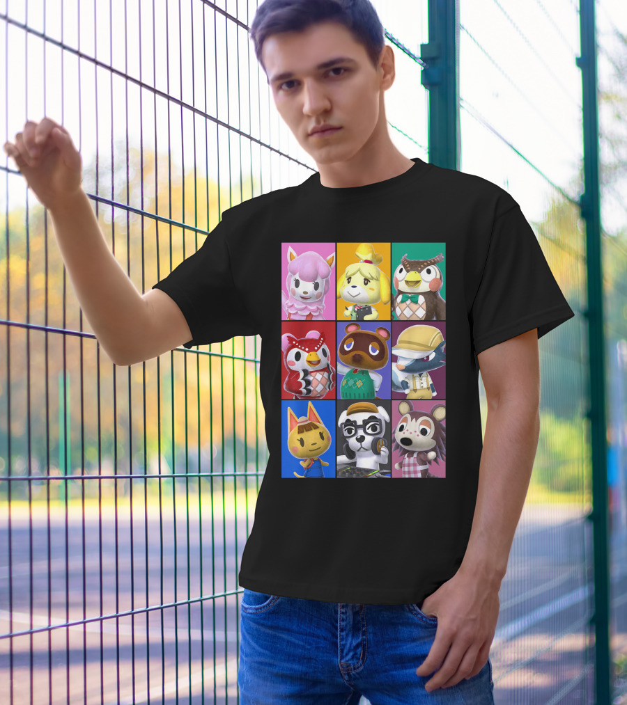 Animal Crossing Character Grid Featuring Isabelle And Tom Nook T-Shirt