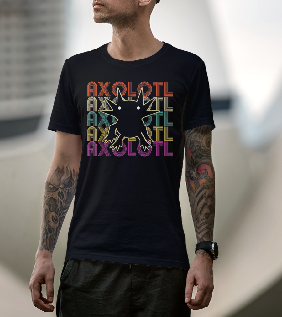 Axolotl Axolotl Retro Multicolor Outline T-Shirt