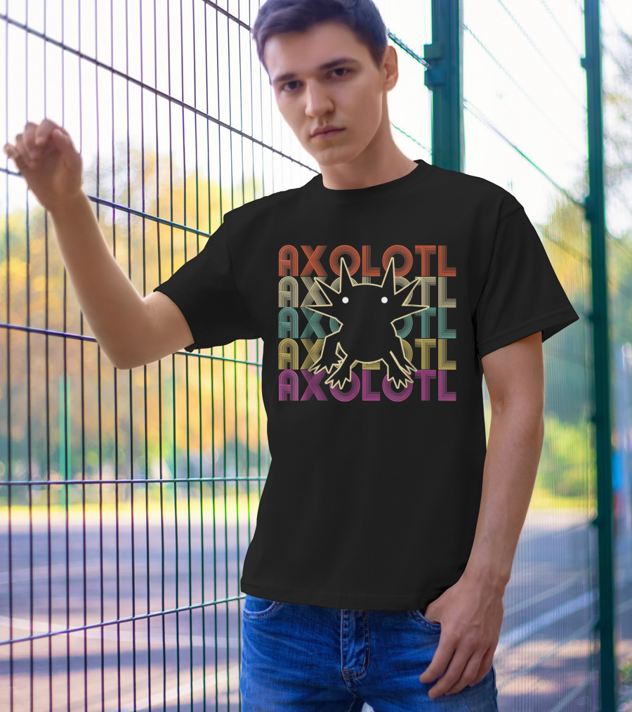 Axolotl Axolotl Retro Multicolor Outline T-Shirt