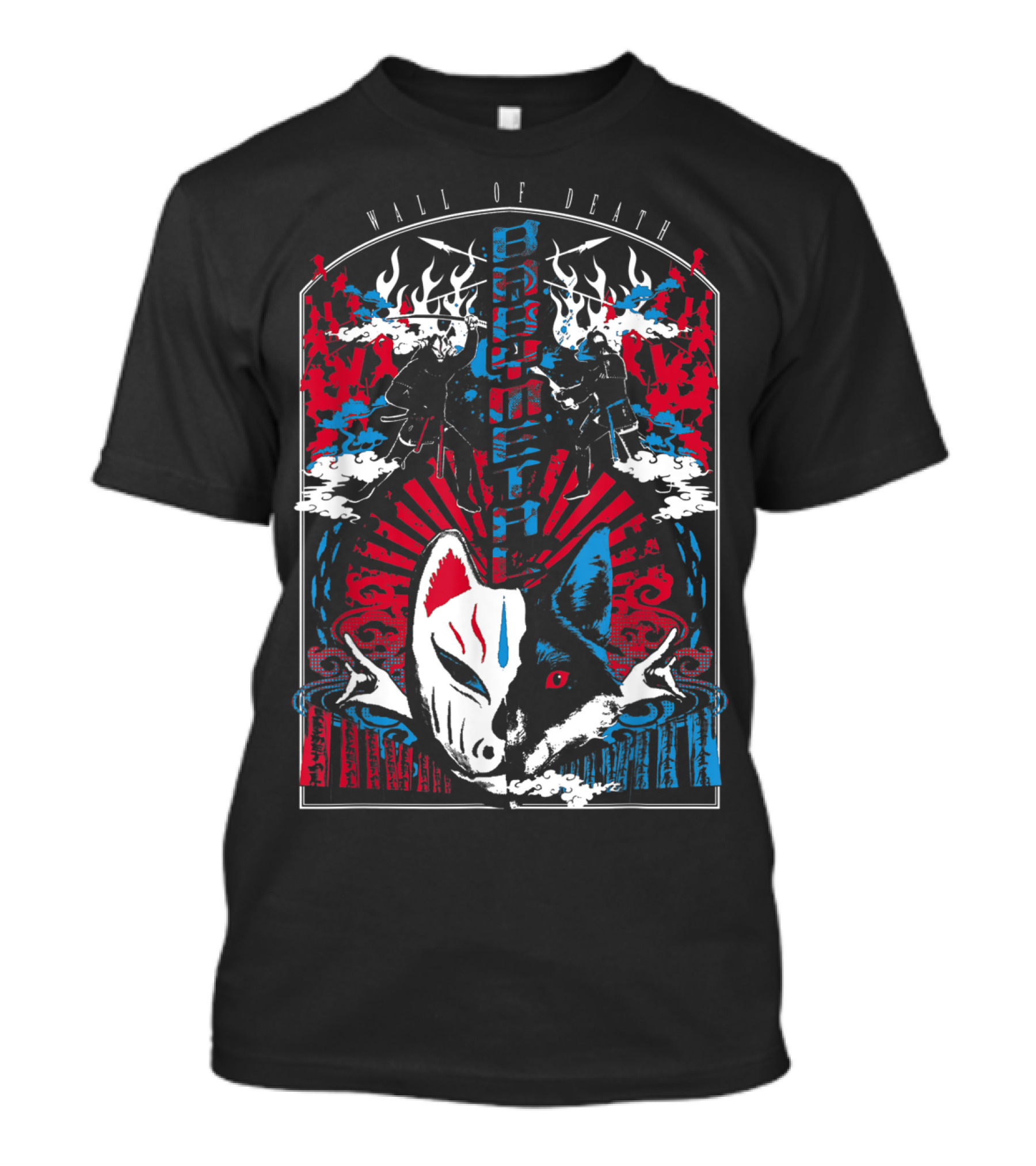 Babymetalfcus Wall Of Death Katana Mask Warriors Flames Red Blue Japan T-Shirt