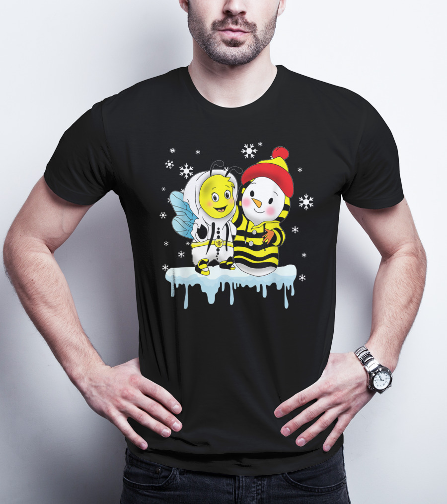 Snowman And Bee Holiday Friendship T-Shirt
