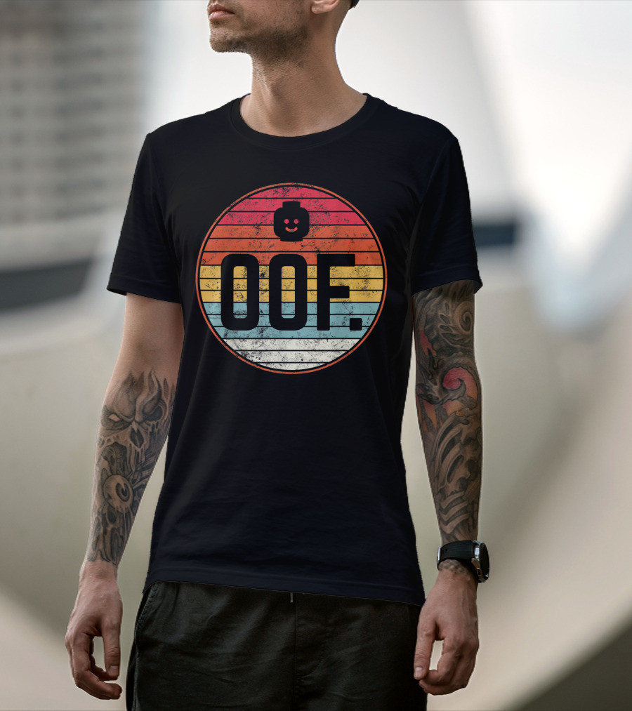 Big Oof Gaming Funny Dank Noob Gamer Retro OOF With Blockhead T-Shirt