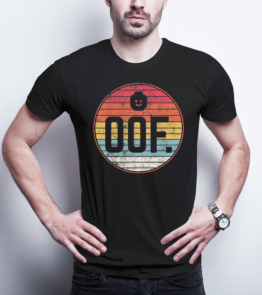 Big Oof Gaming Funny Dank Noob Gamer Retro OOF With Blockhead T-Shirt