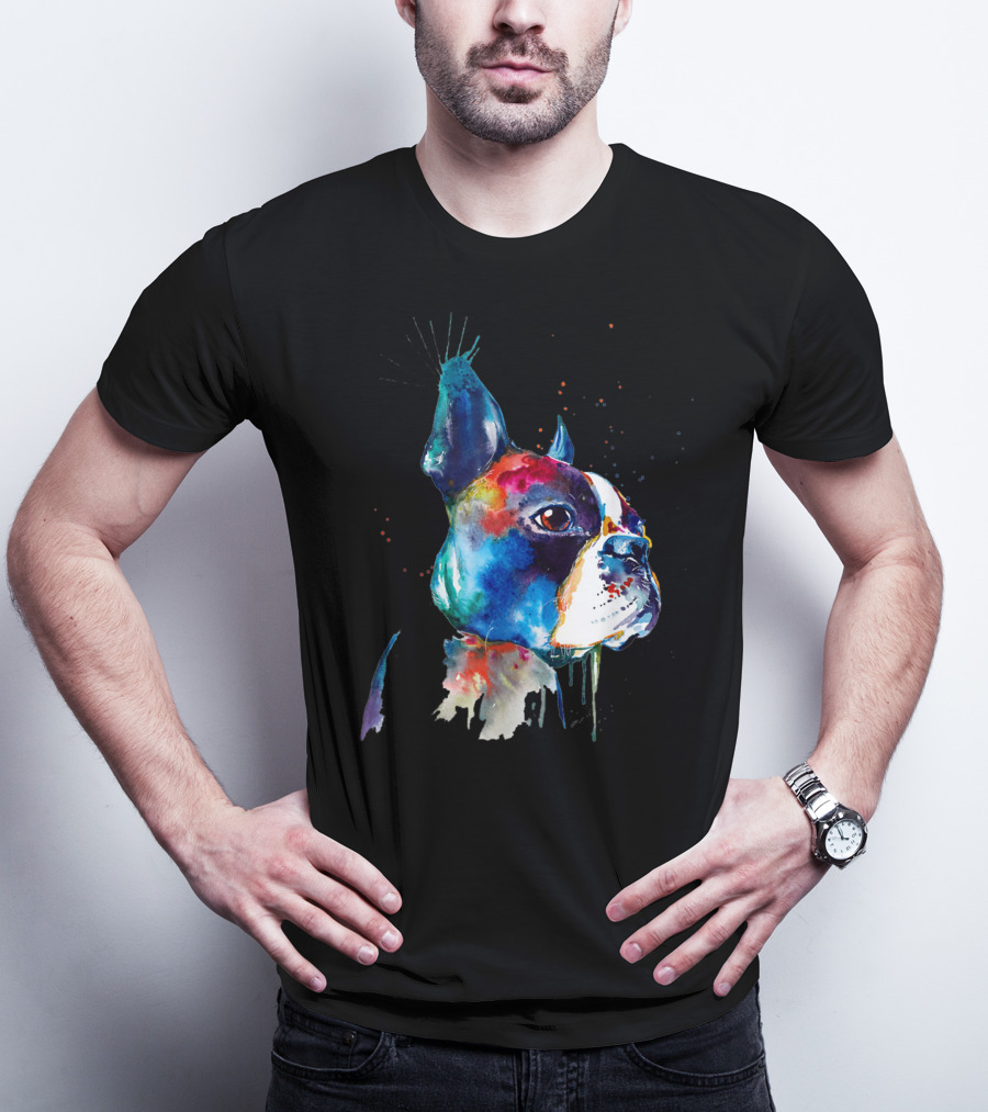 Boston Terrier Watercolor Funny Dog Breed Boston Terrier T-Shirt