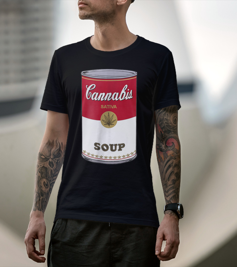 Cannabis Sativa Soup Can With Red And White T-Shirt