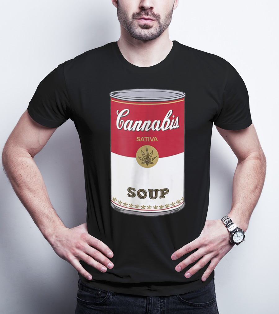 Cannabis Sativa Soup Can With Red And White T-Shirt
