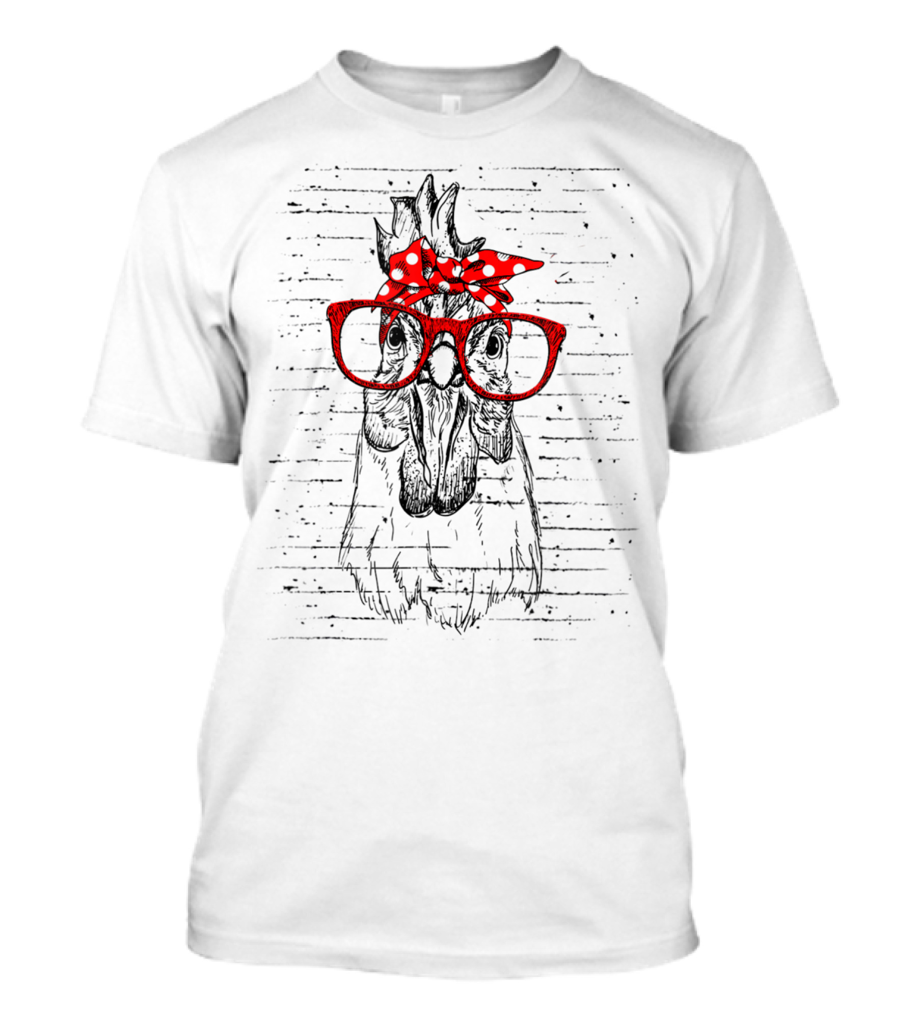 Chicken Mom Wearing Red Glasses With Bow Tie T-Shirt