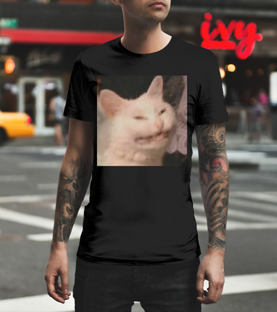 Confused Laughing Cat Meme Expression T-Shirt