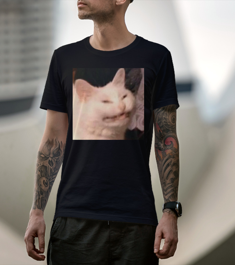 Confused Laughing Cat Meme Expression T-Shirt