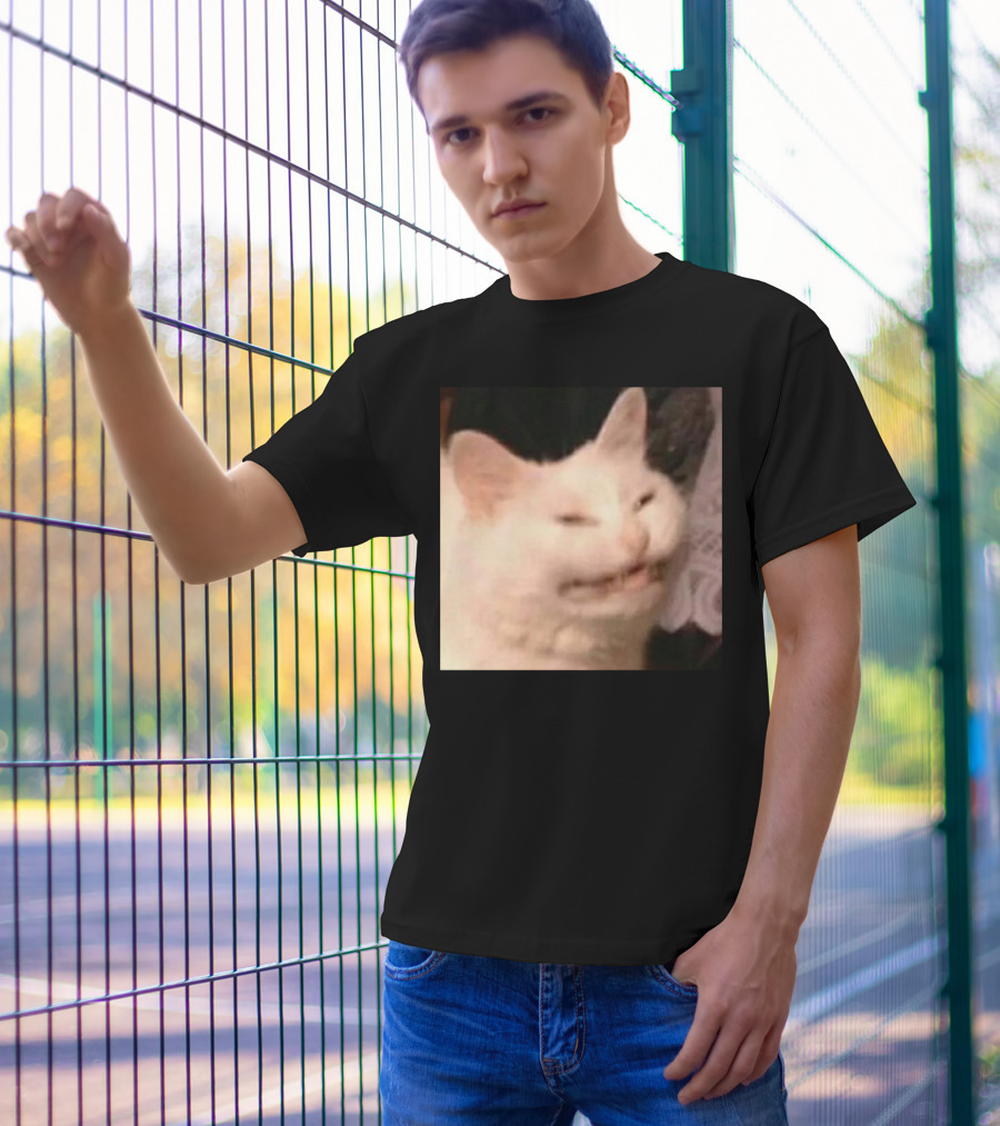 Confused Laughing Cat Meme Expression T-Shirt