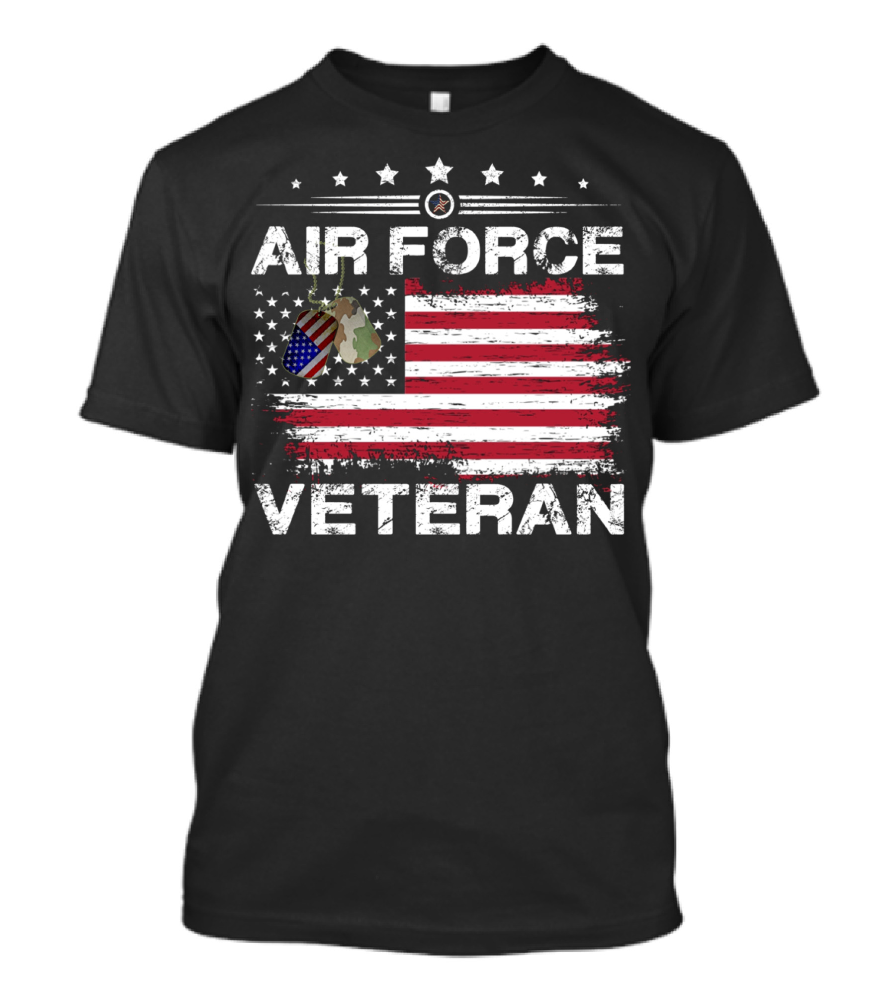 Air Force Veteran Distressed American Flag Dog Tags T-Shirt