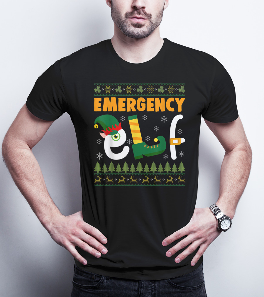 Emergency Elf Christmas Sweater With Festive T-Shirt