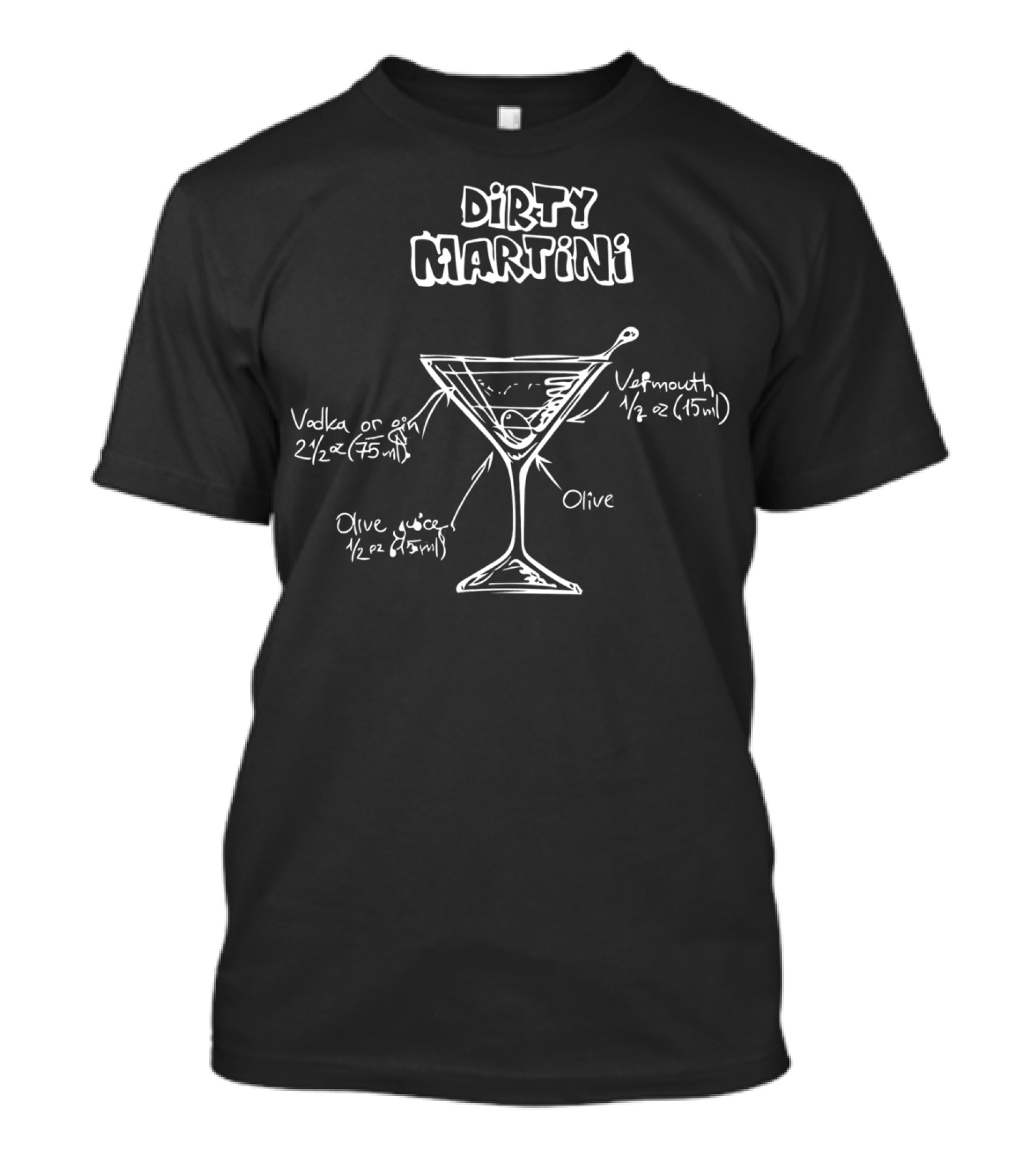 Dirty Martini Recipe Diagram For Nerdy Cocktail Enthusiasts T-Shirt