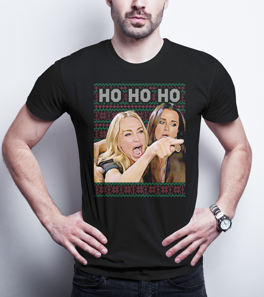Ho Ho Ho Woman Yelling At Cat Meme Christmas T-Shirt