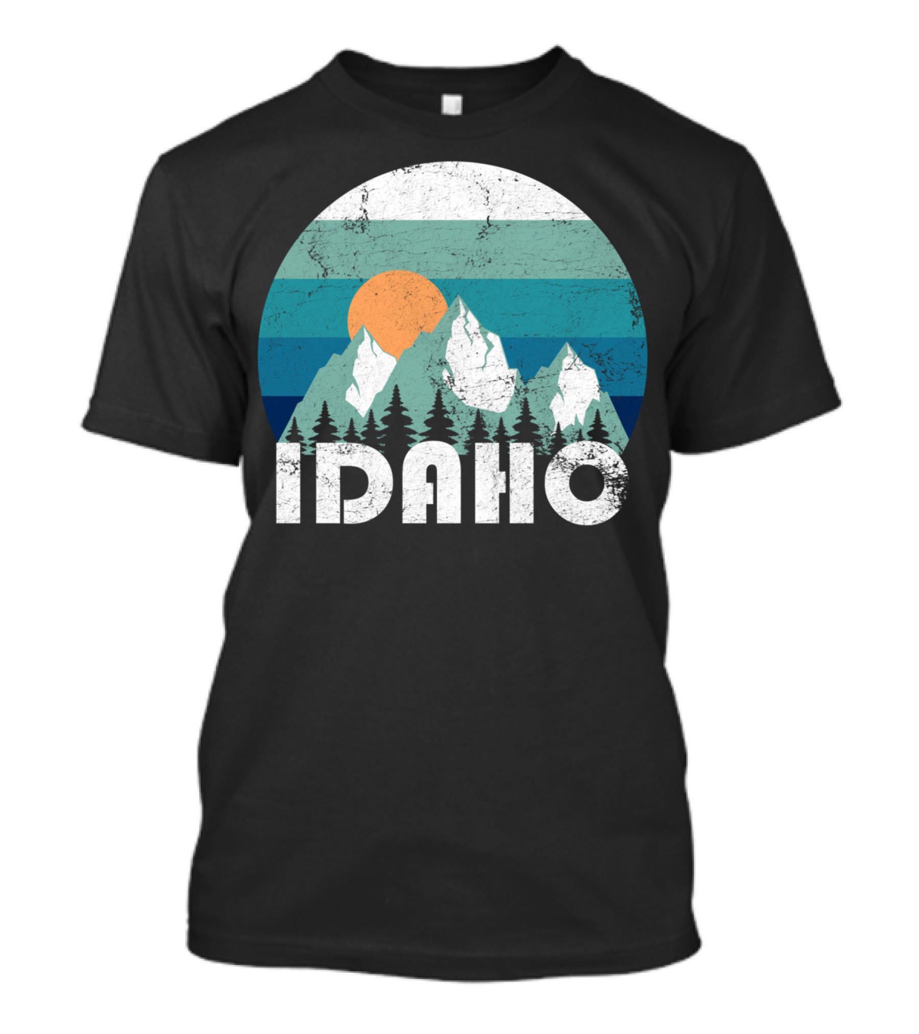 Idaho Mountains Retro Sunset Forest Scenic T-Shirt