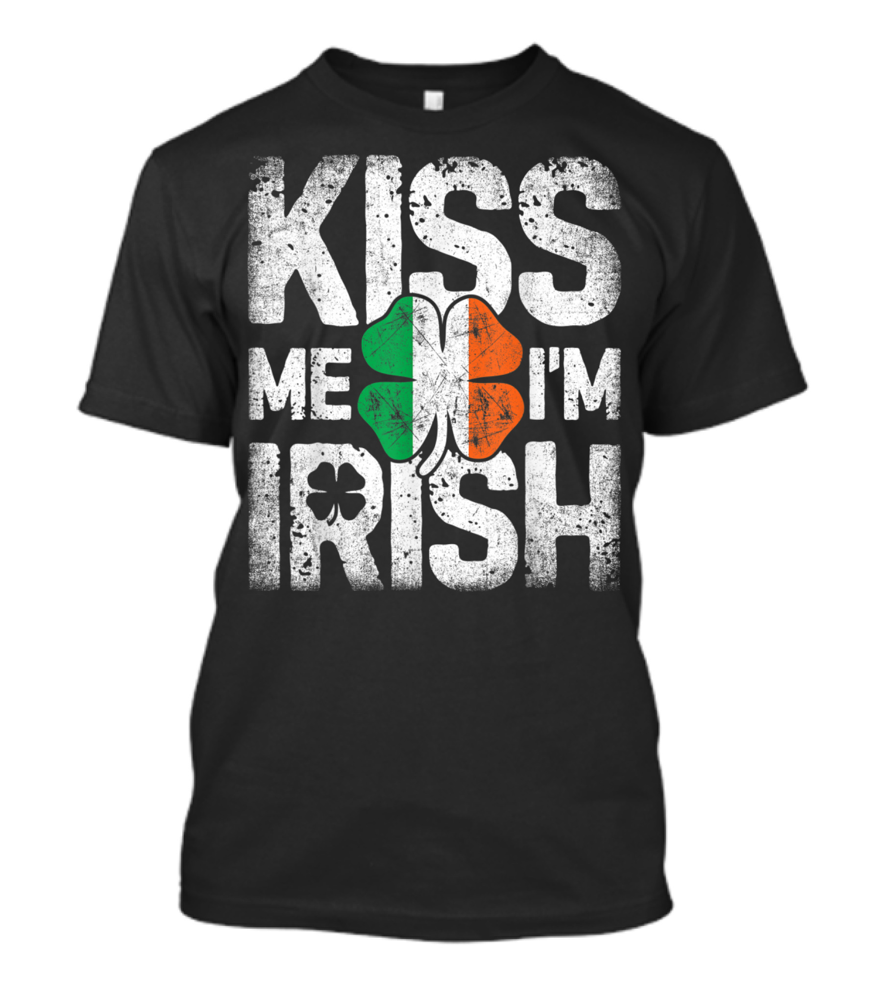 Kiss Me I'm Irish St Patricks Day Men Ireland Shamrock Black T-Shirt