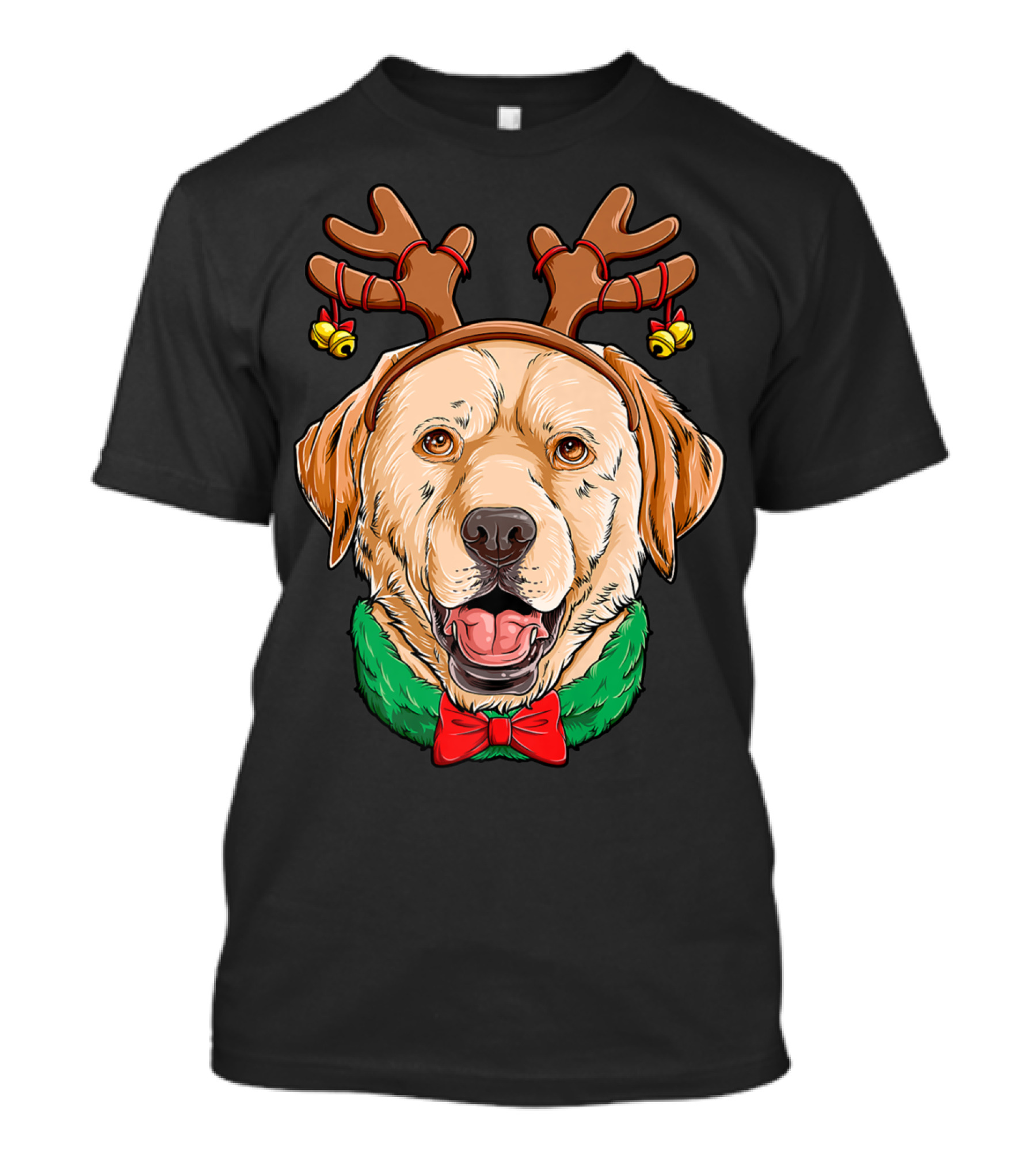 Labrador With Christmas Reindeer Antlers And Bow Tie Dog Xmas O7 T-Shirt