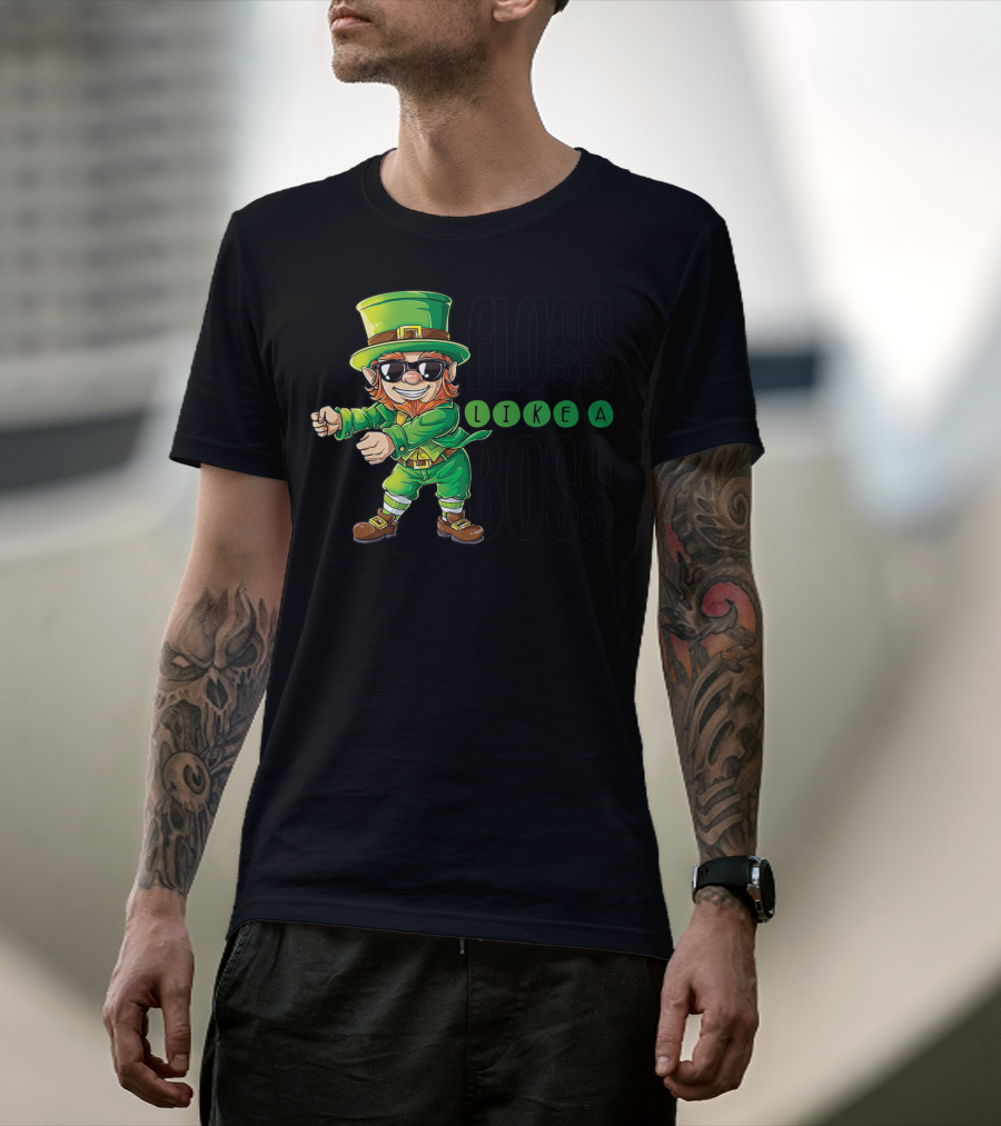 Floss Like A Boss Leprechaun In Sunglasses T-Shirt