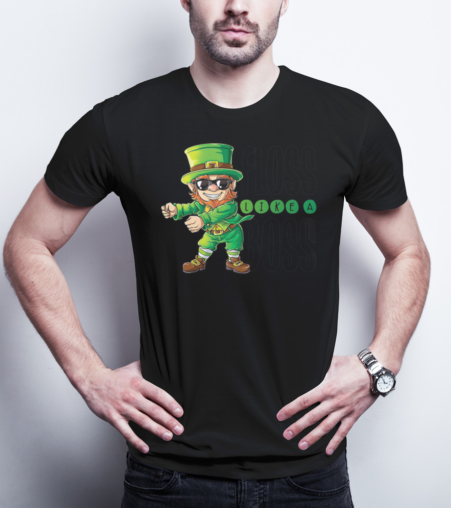 Floss Like A Boss Leprechaun In Sunglasses T-Shirt