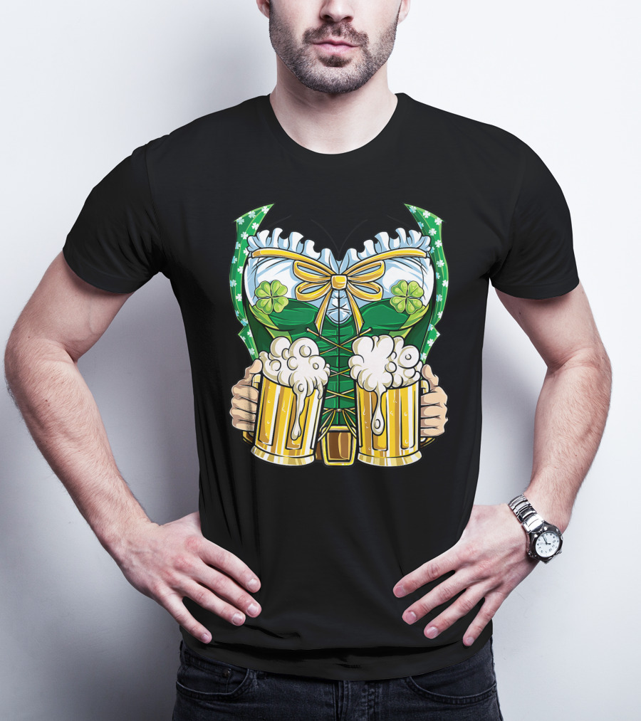Leprechaun Girl Costume St Patricks Day Beer Clover Corset Women's Top T-Shirt
