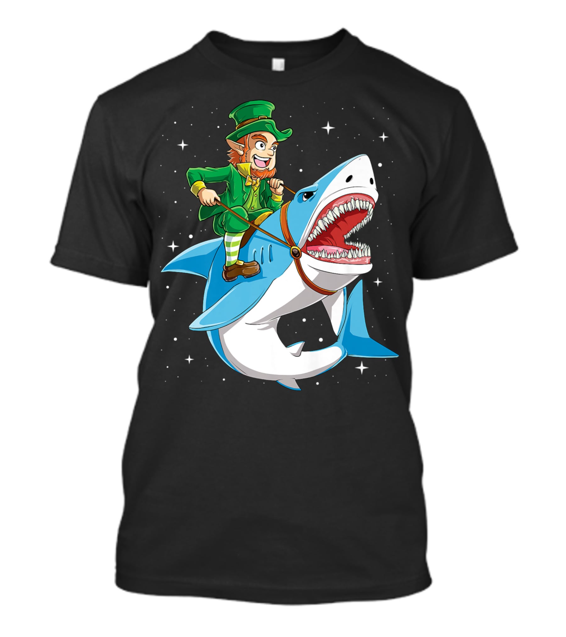 Leprechaun Riding Shark Happy St Patricks Day Fun Boys Adventure T-Shirt