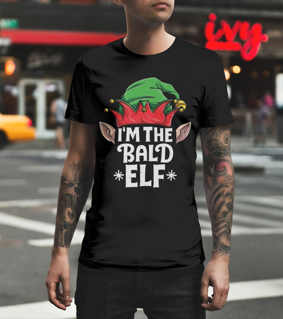 I'm The Bald Elf Green And Red Hat With Ears T-Shirt