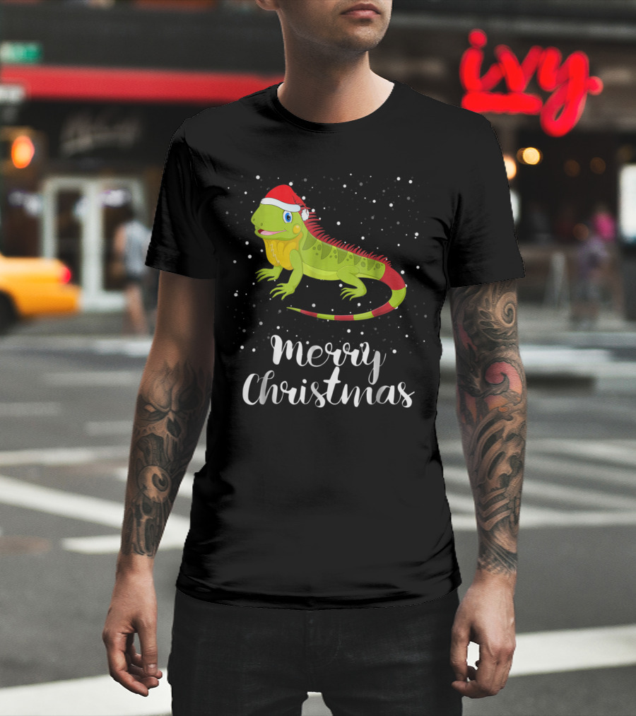 Merry Christmas Iguana Funny Family Matching Group T-Shirt