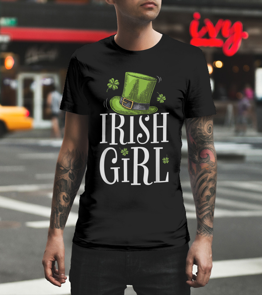 Irish Girl St Patricks Day Shamrock Hat T-Shirt