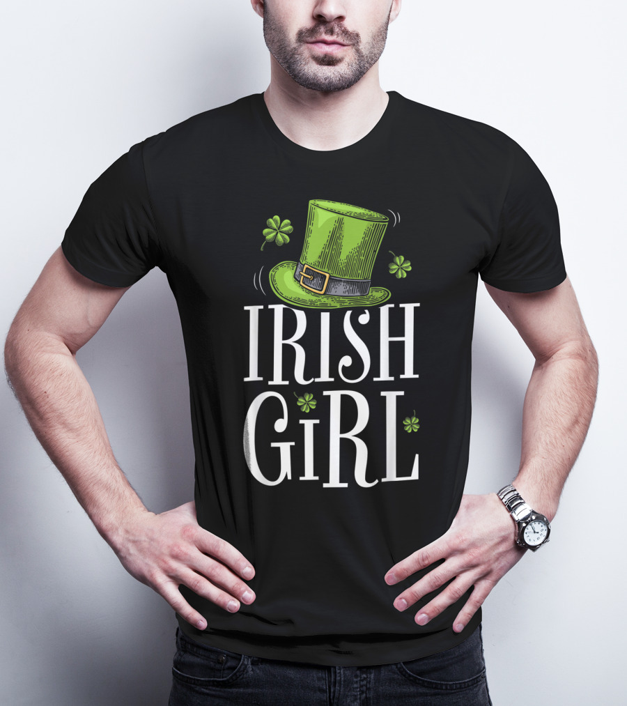 Irish Girl St Patricks Day Shamrock Hat T-Shirt