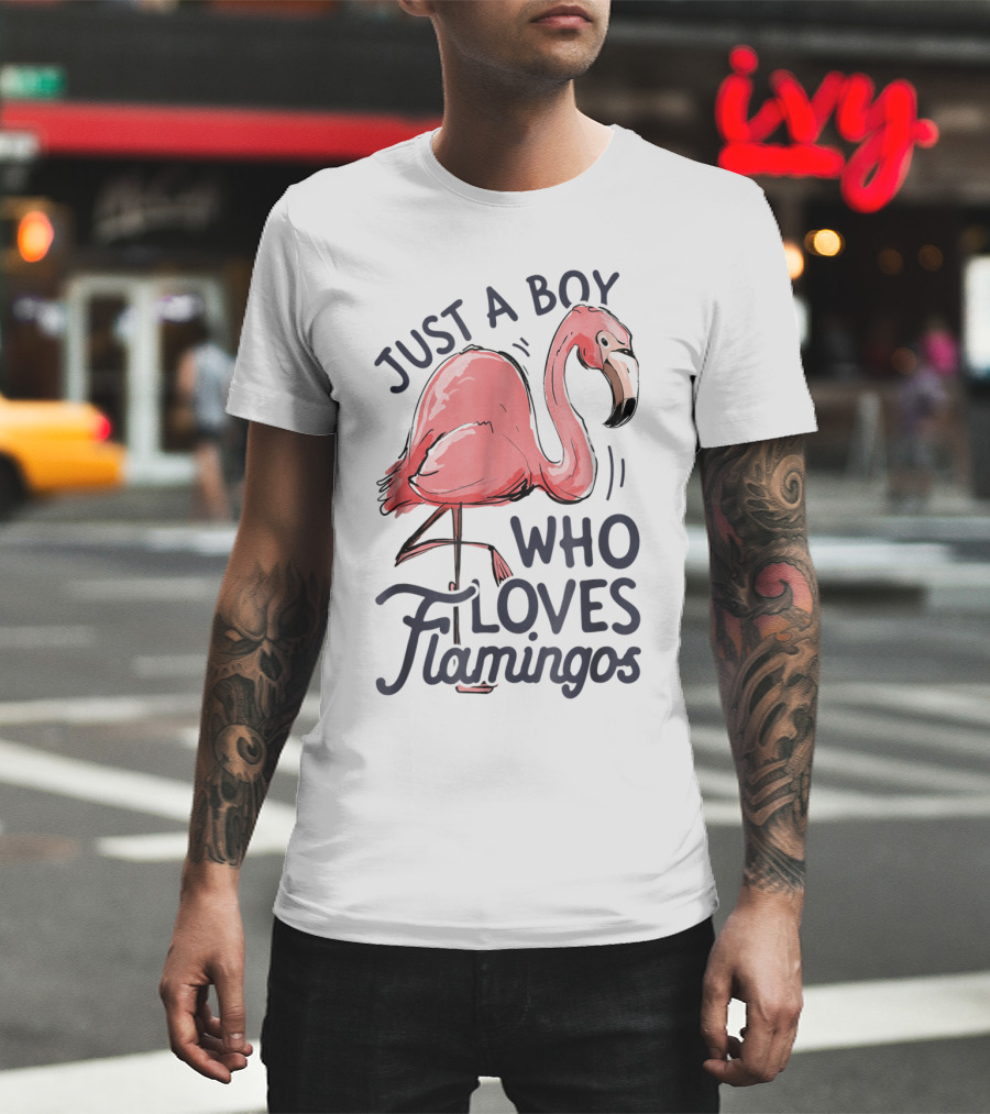 Just A Boy Who Loves Flamingos Pink Flamingo T-Shirt