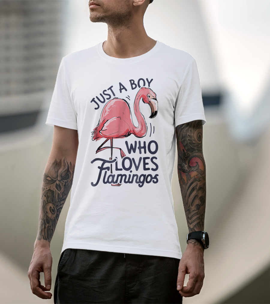 Just A Boy Who Loves Flamingos Pink Flamingo T-Shirt