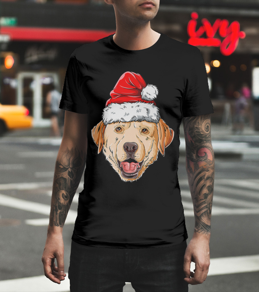 Labrador Santa Christmas Dog Wearing Festive Hat T-Shirt