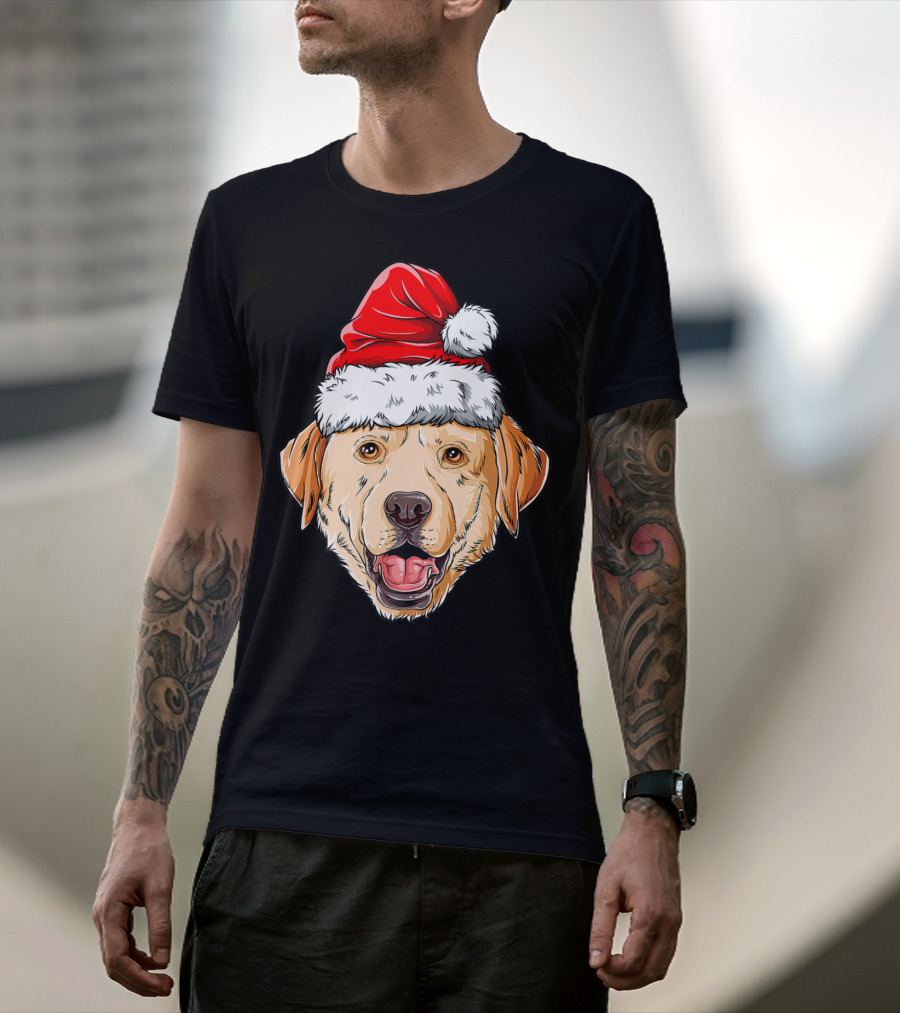 Labrador Santa Christmas Dog Wearing Festive Hat T-Shirt