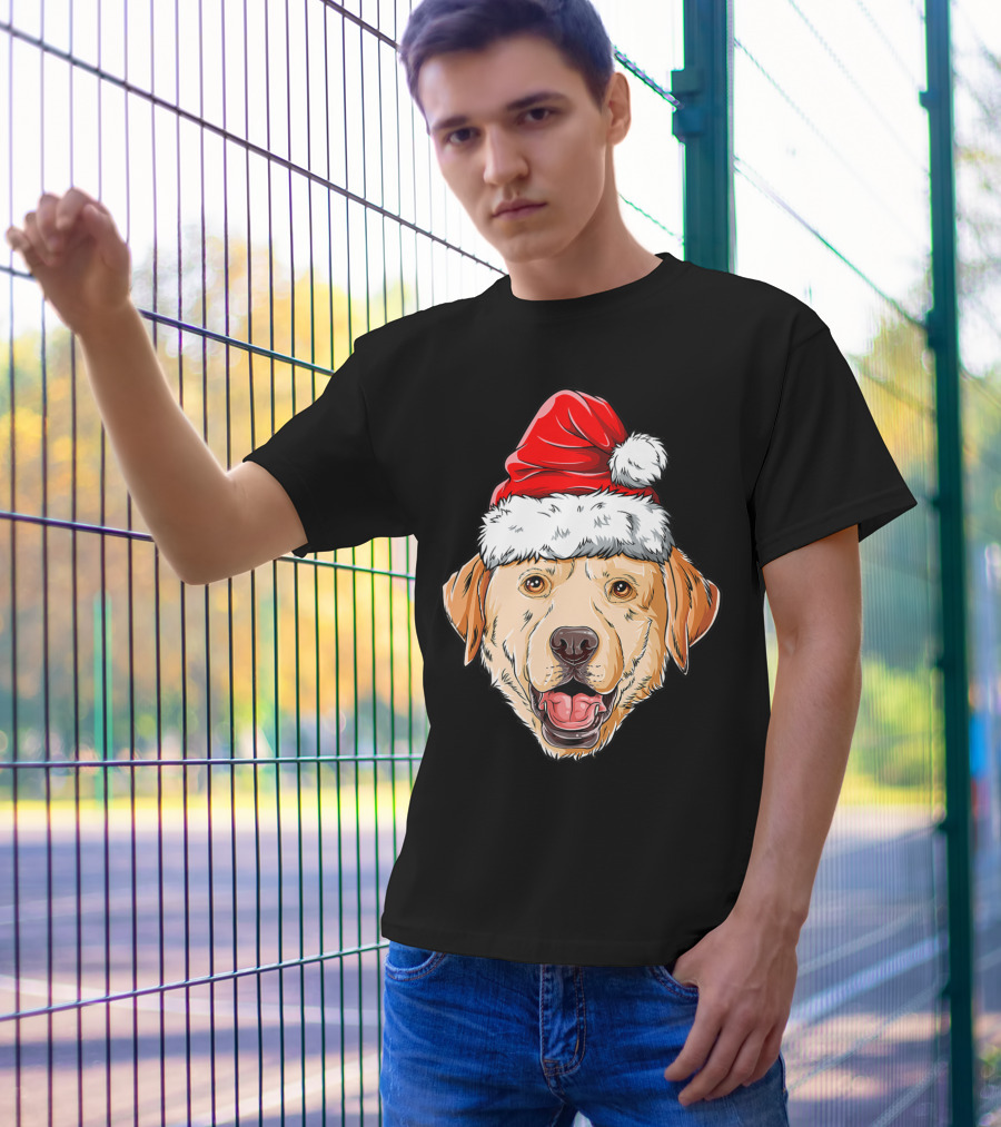 Labrador Santa Christmas Dog Wearing Festive Hat T-Shirt