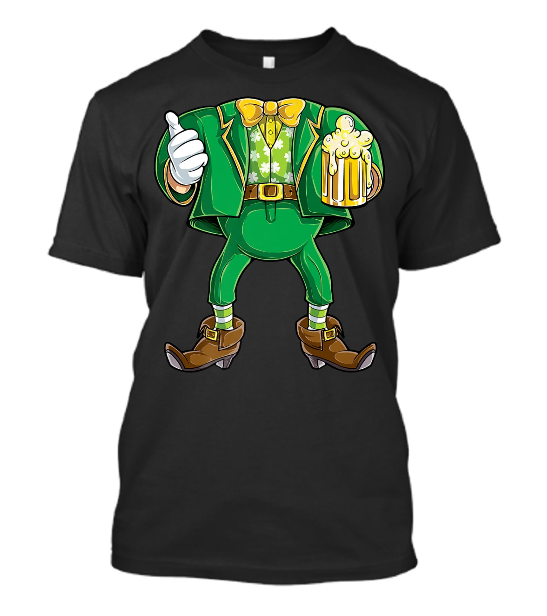 Leprechaun Costume St Patricks Day Men Beer Holding Foamy Mug And Thumbs Up T-Shirt
