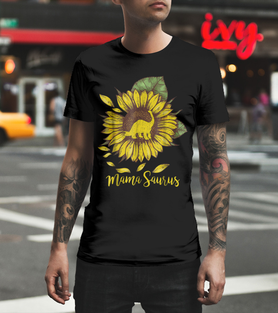 Mamasaurus Dinosaur Sunflower T-Shirt