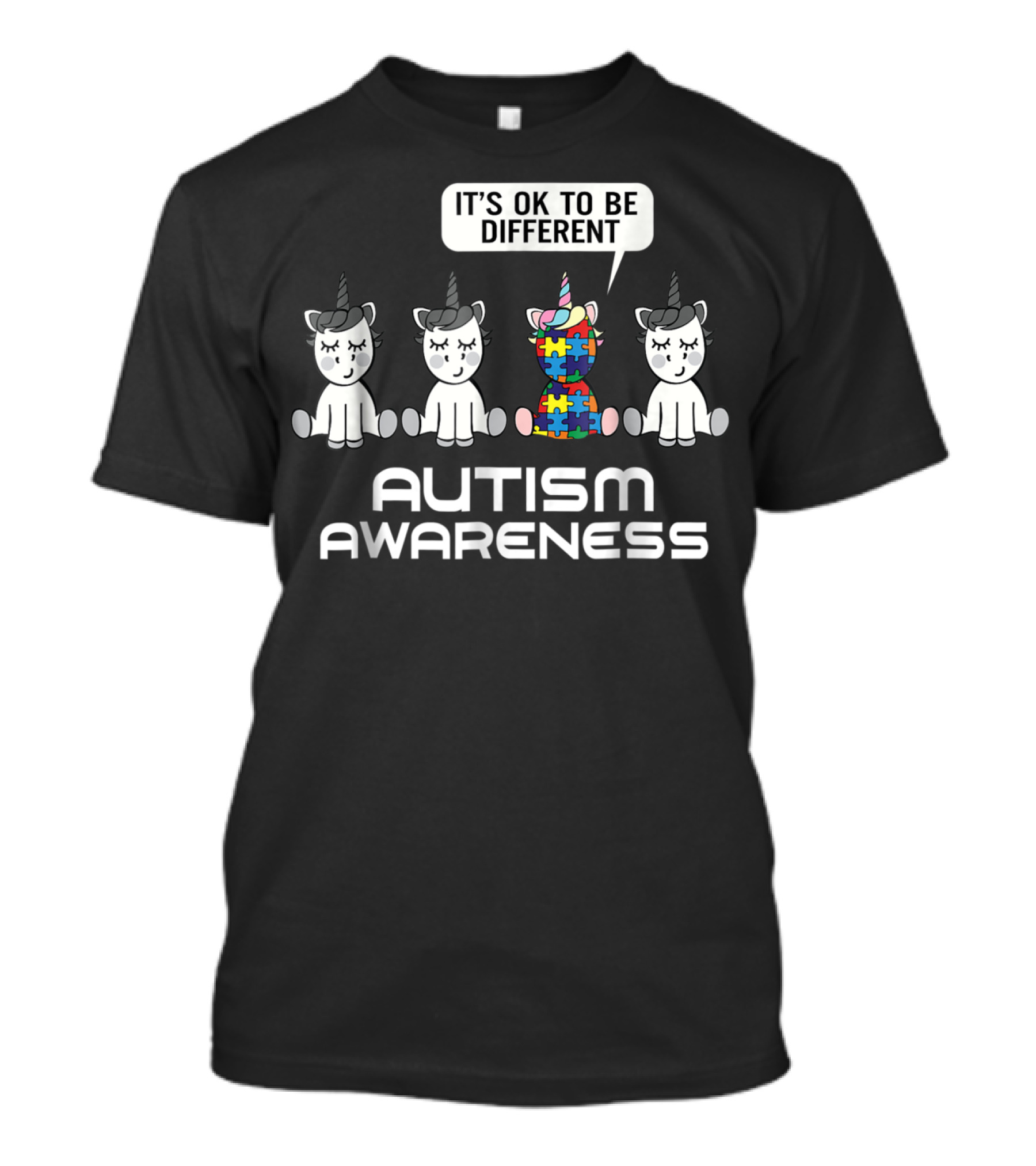 It's Ok To Be Different Unicorn Autism Awareness T-Shirt