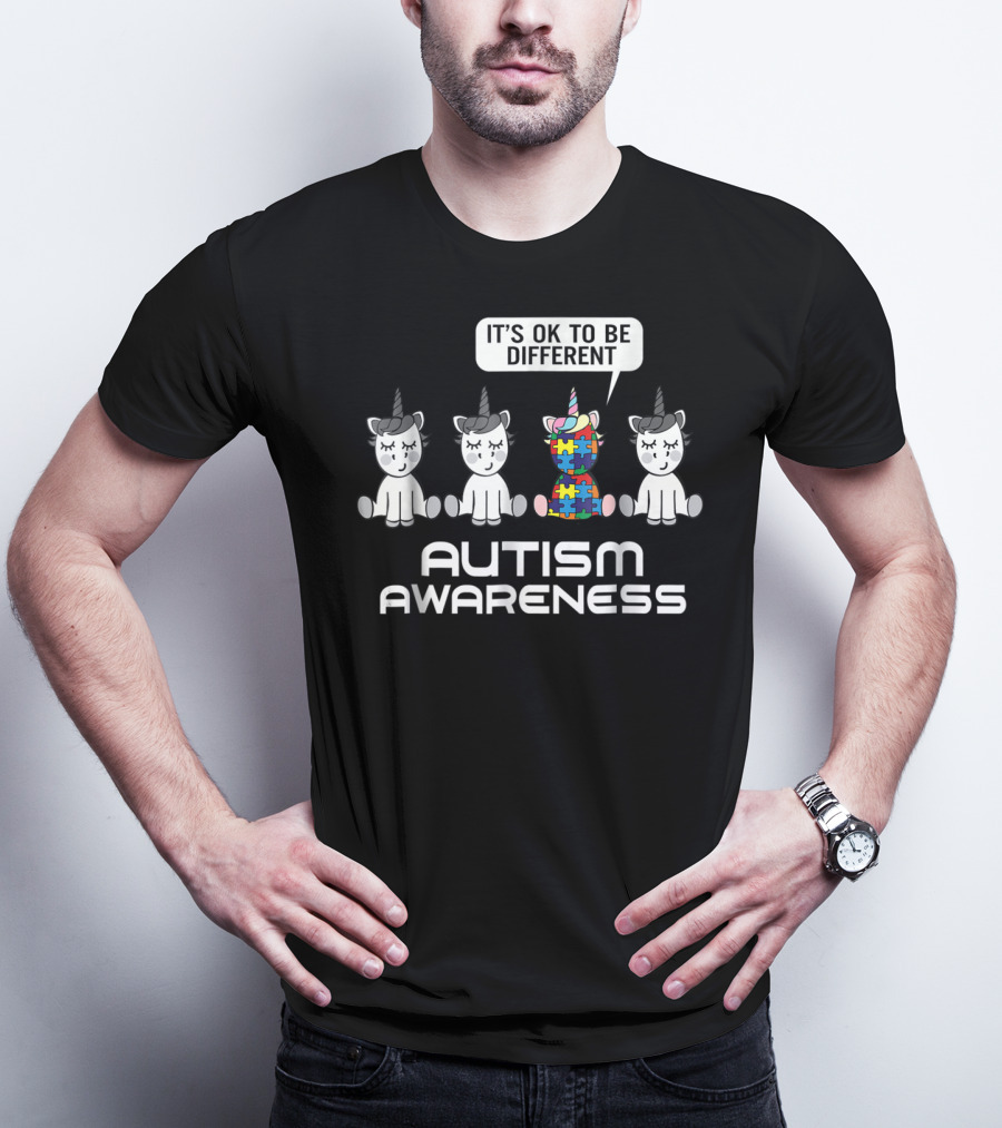 It's Ok To Be Different Unicorn Autism Awareness T-Shirt