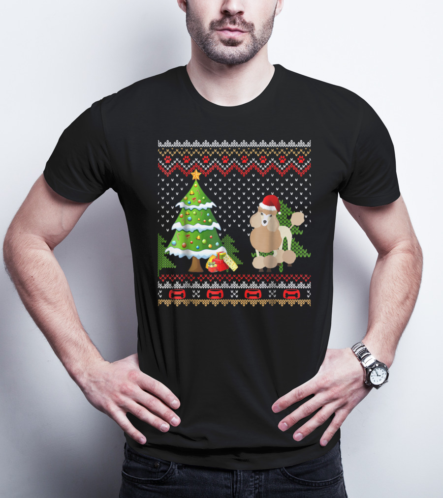 Poodles Santa Christmas Ugly Dog Holiday T-Shirt