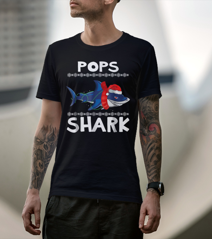 Pops Shark Christmas Family Sweater Holiday T-Shirt