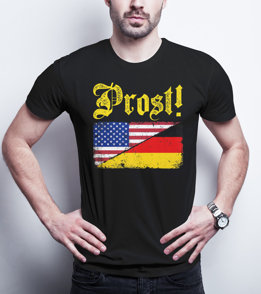 Prost German American Flag Oktoberfest T-Shirt