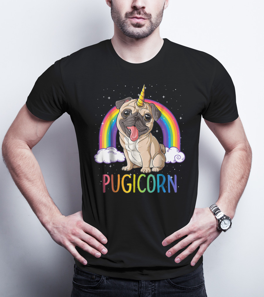 Pugicorn Pug Unicorn Kids Women Rainbow Galaxy T-Shirt