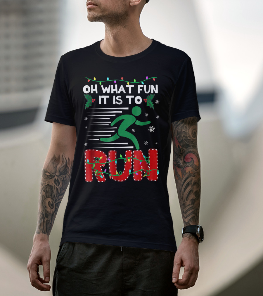 Oh What Fun It Is To Run Christmas Lights Snowflakes T-Shirt