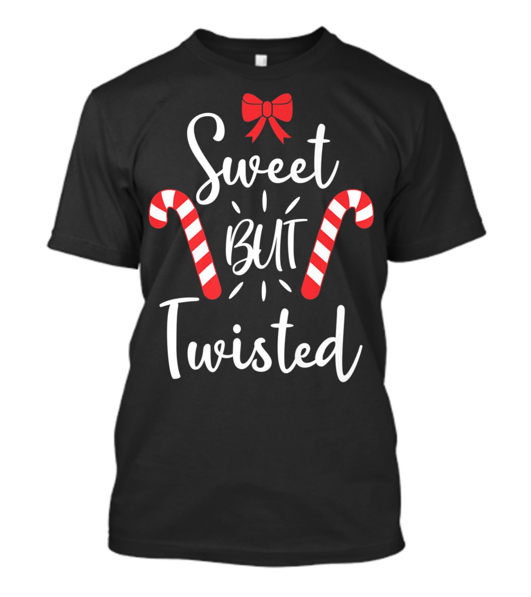 Sweet But Twisted Christmas Candy Cane Bow T-Shirt