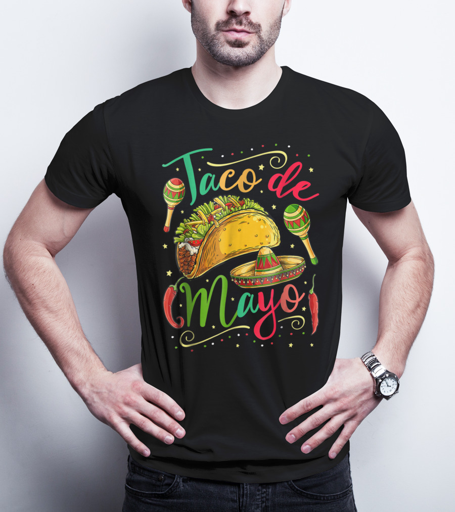 Taco De Mayo Cinco De Mayo Festive Maracas Sombrero Peppers T-Shirt