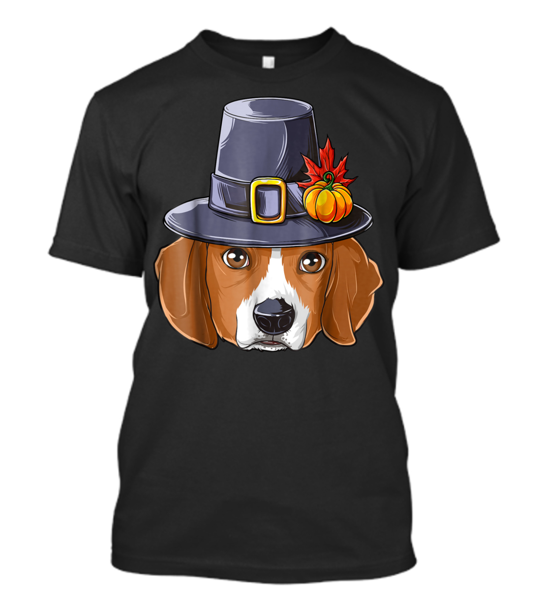 Thanksgiving Beagle Pilgrim Hat Pumpkin Leaf T-Shirt