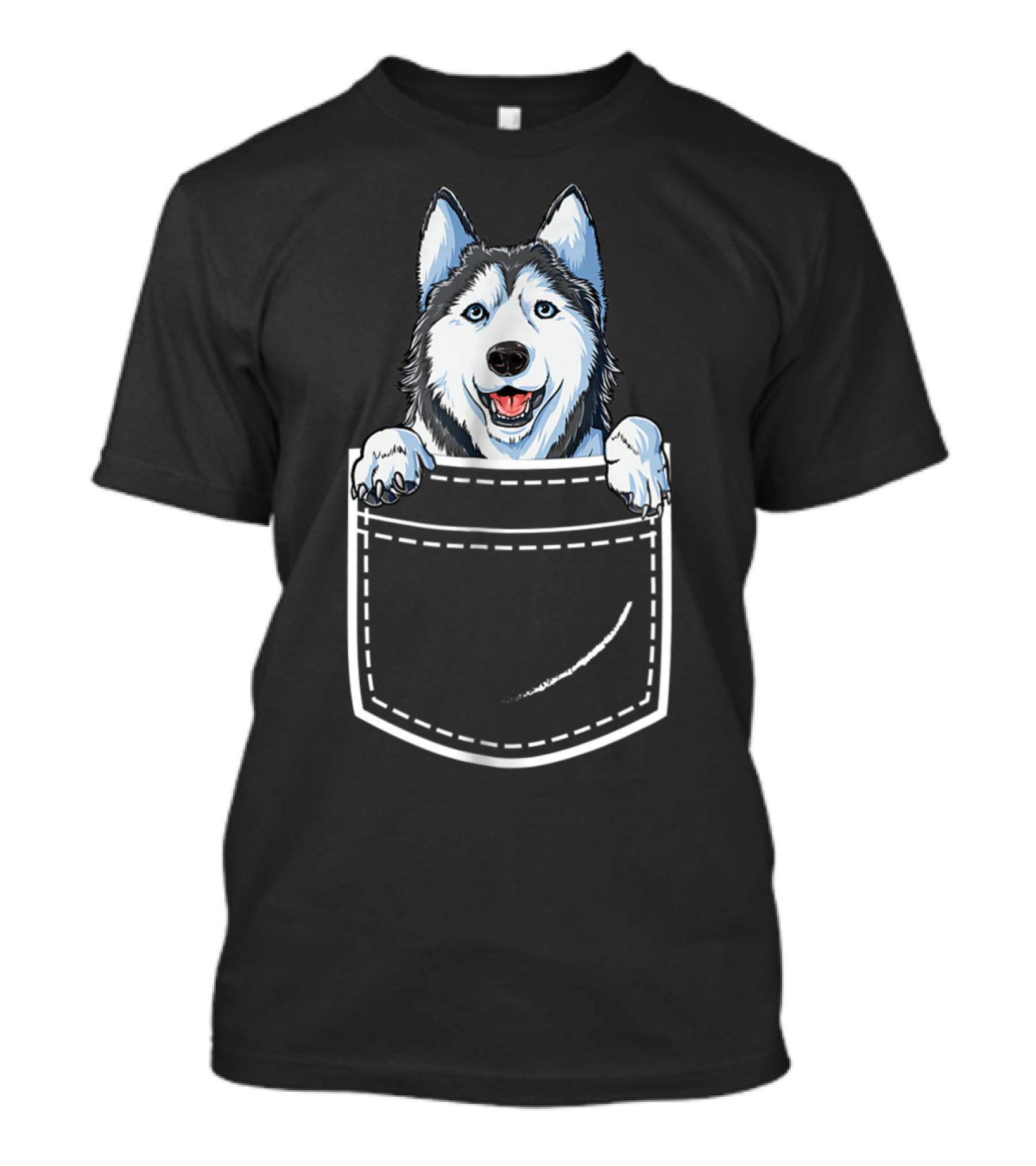 Siberian Husky Peeking From Your Front Pocket T-Shirt